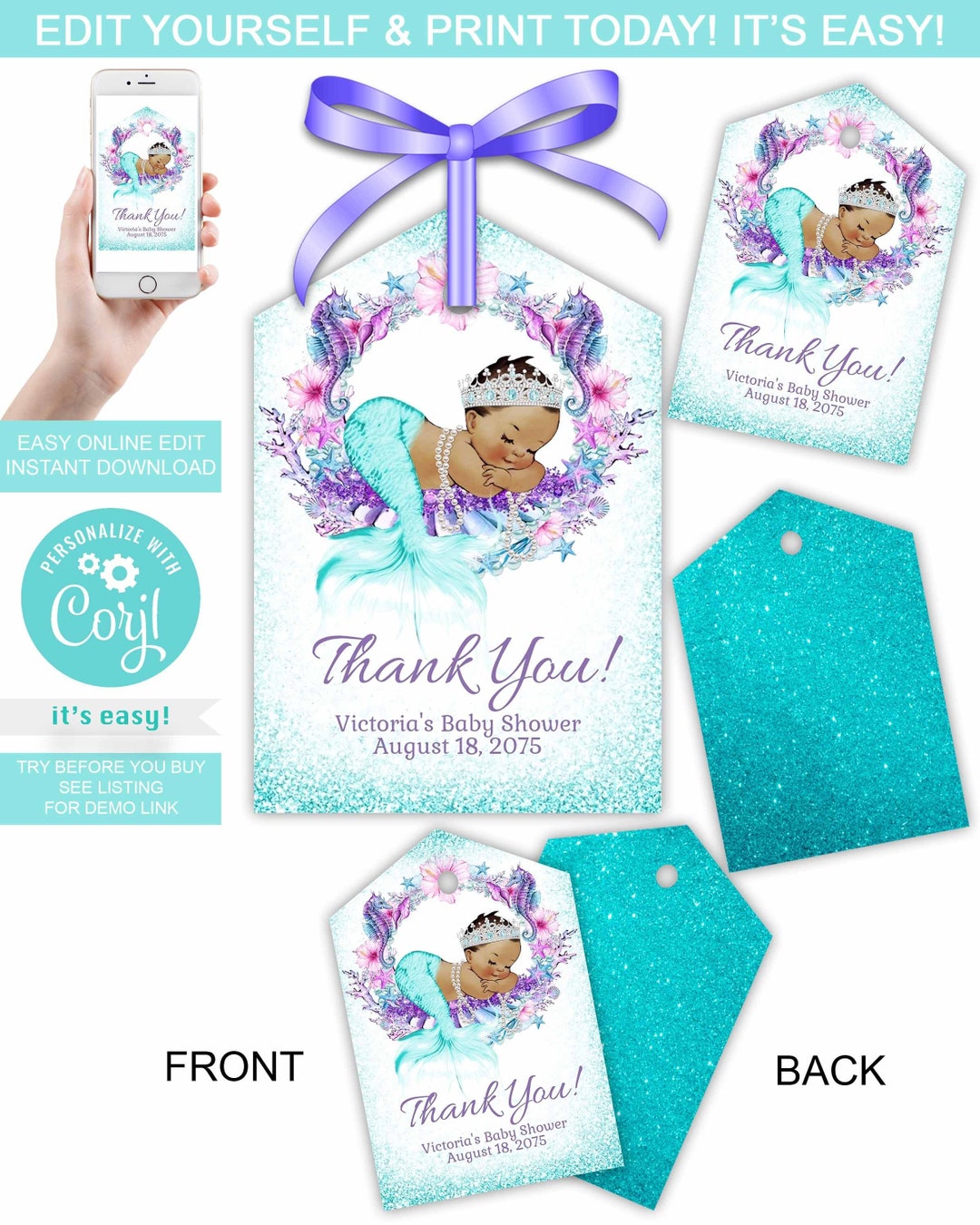 Mermaid Gift Tags,mermaid Baby Shower Gift Tag,mermaid Baby Shower ...