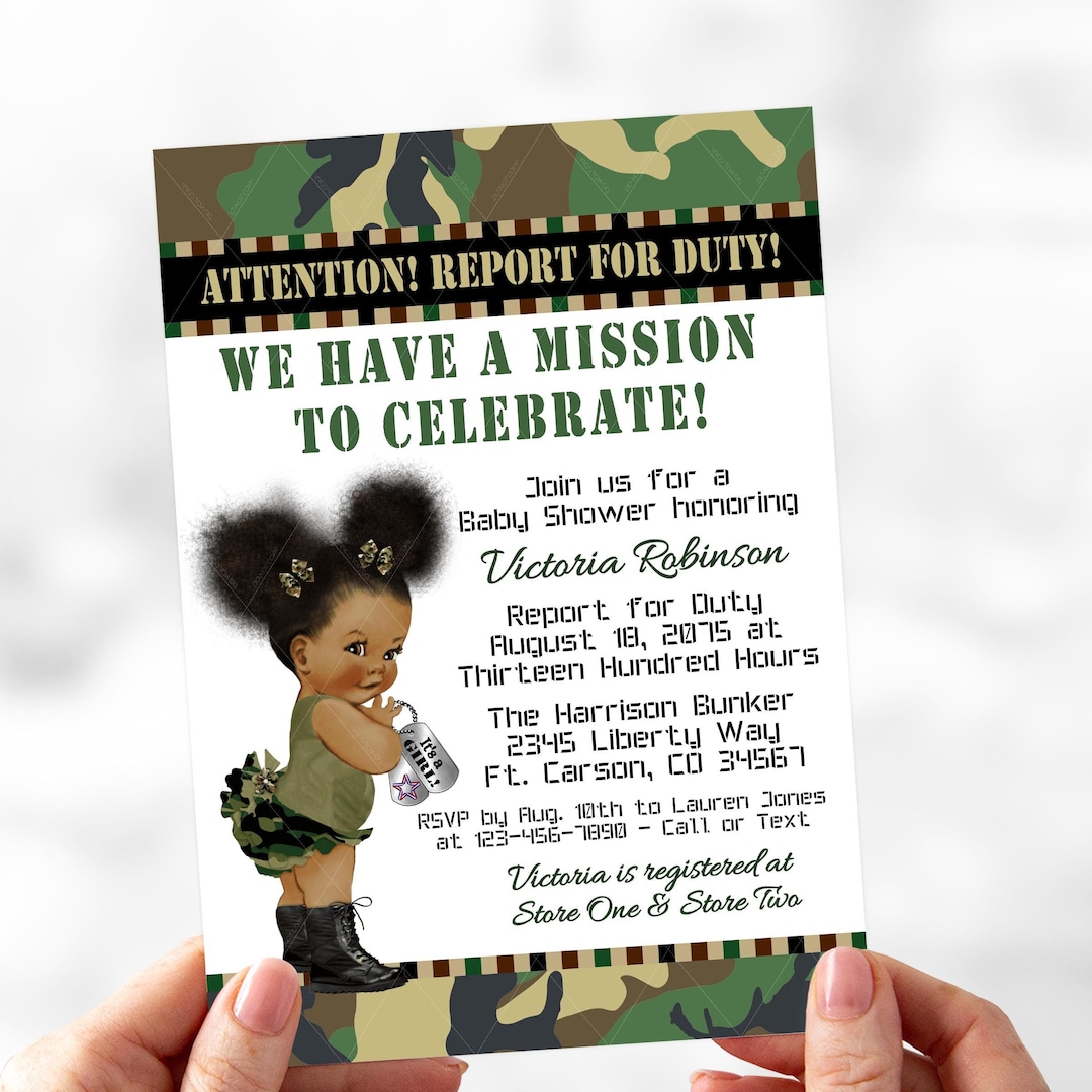 Girl Army Baby Shower Invitation: Camouflage Military Theme - Etsy