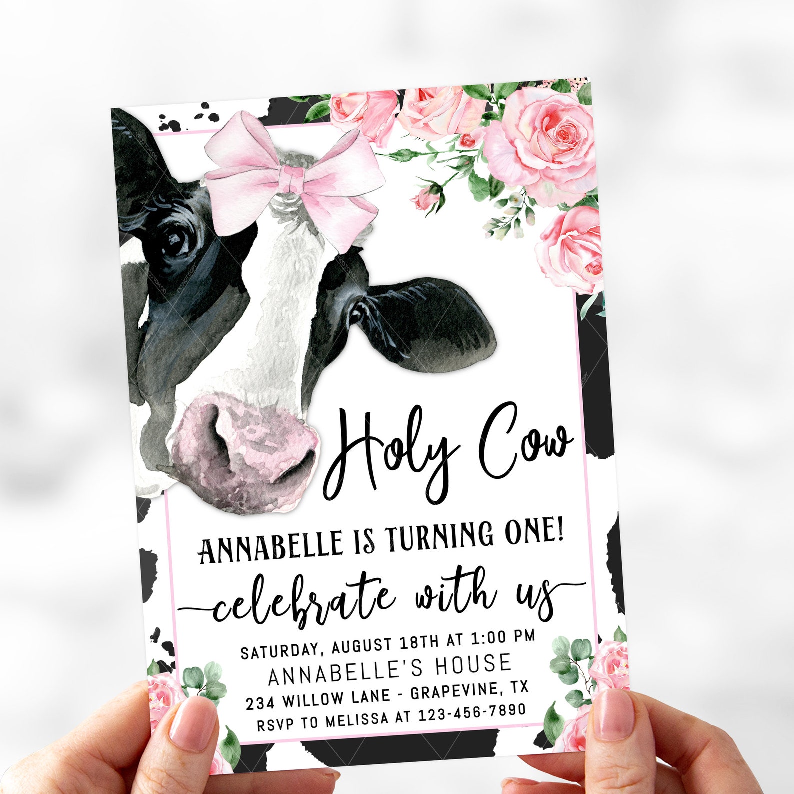 Holy Cow First Birthday Invitation Holy Cow Im One Holy Cow - Etsy
