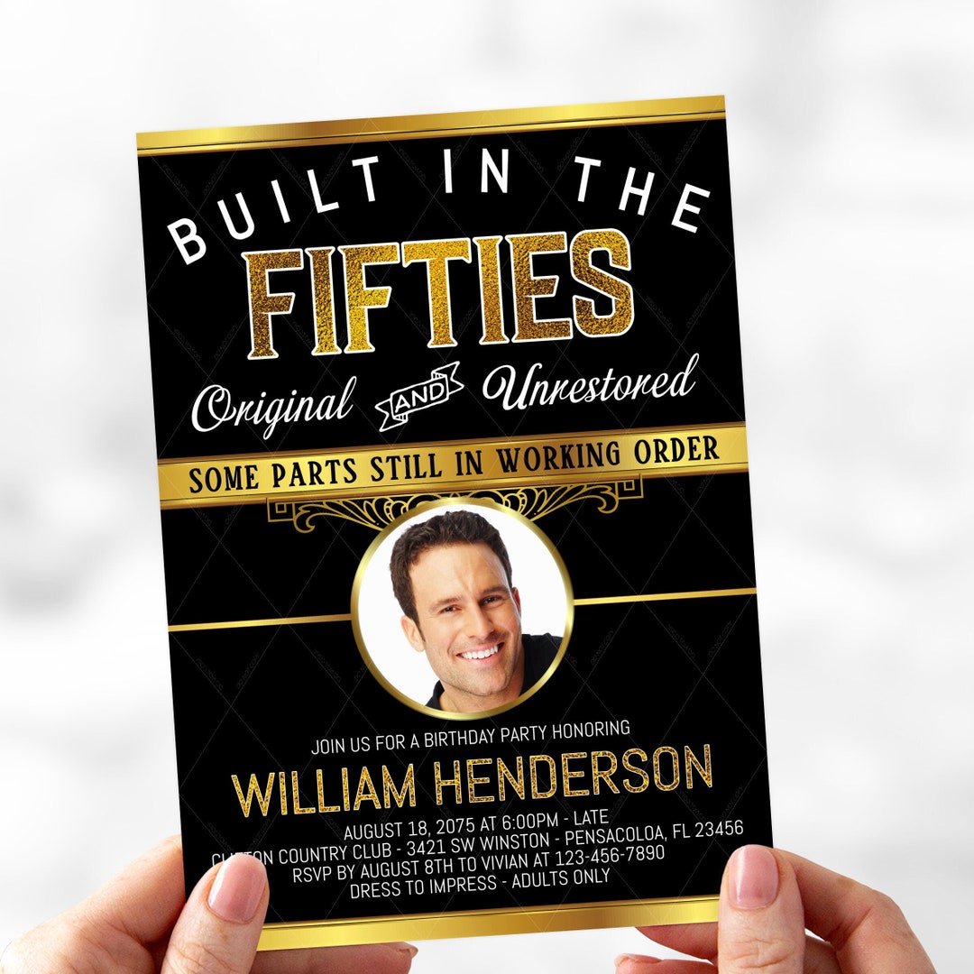 Mans Funny Birthday Party Invitation,mans Vintage B Irthday Party ...