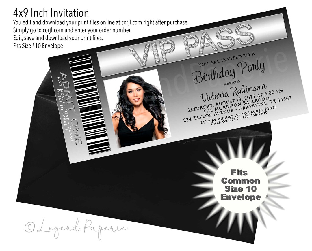Photo Ticket Birthday Party Invitations,womans Ticket Birthday Party ...