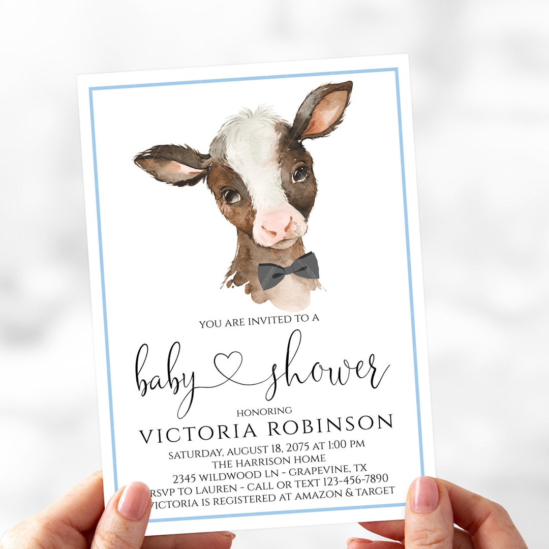 Boy Cow Baby Shower Invitations: Farm Animal Theme - Etsy