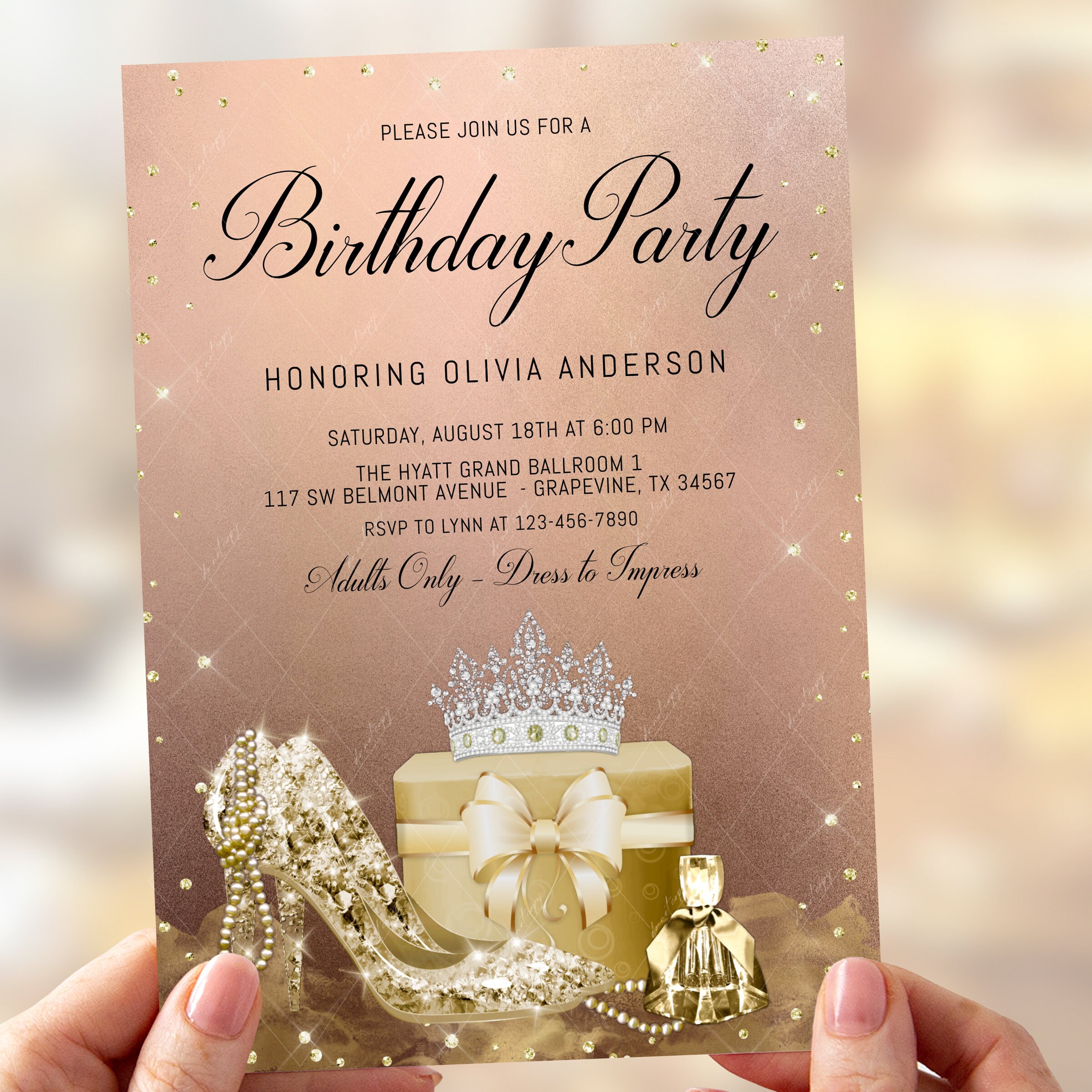 Womans Rose Gold Birthday Invitation Rose Gold Invitations - Etsy