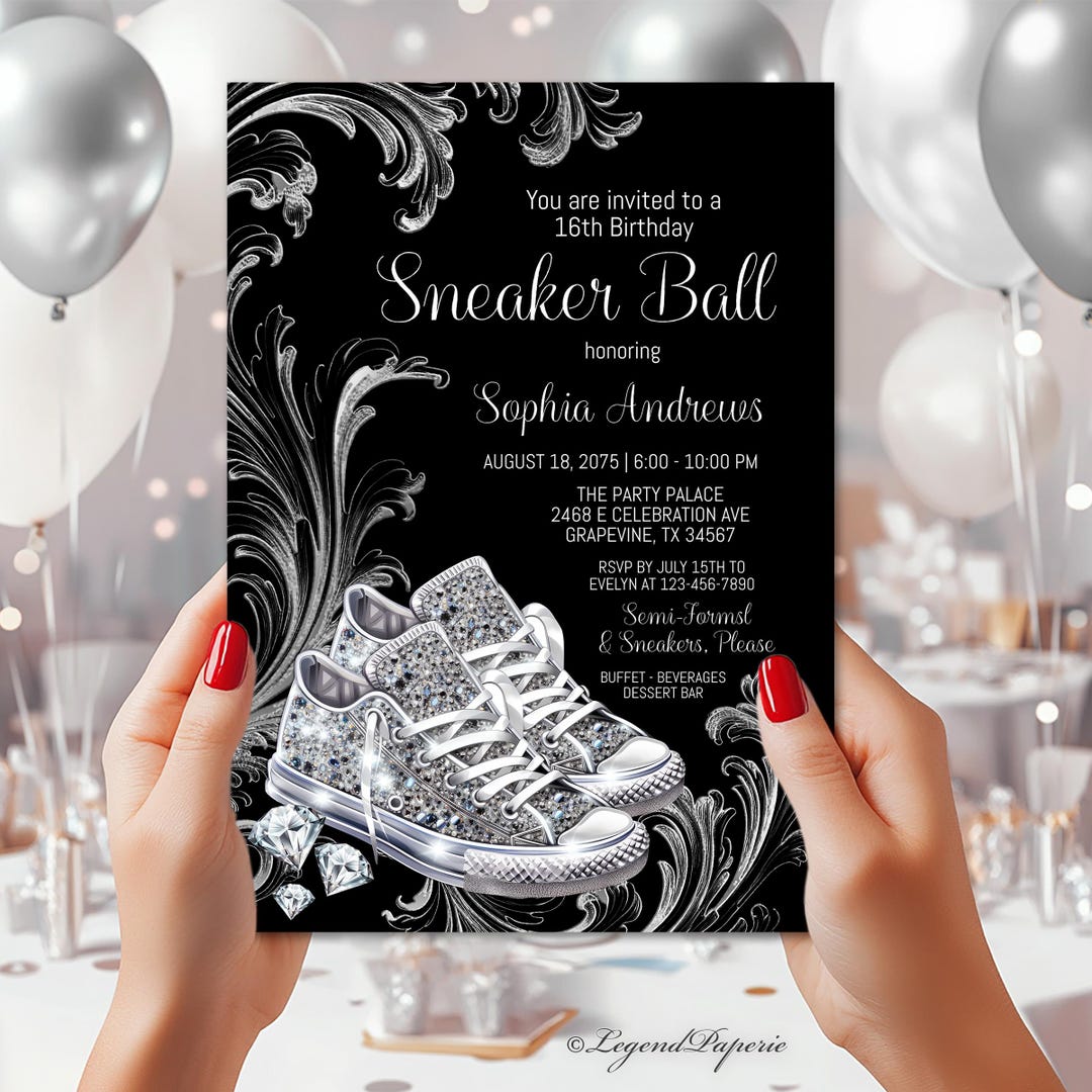 Black Diamond Sneaker Ball Invitation - Glam Sneaker Ball Invitation ...