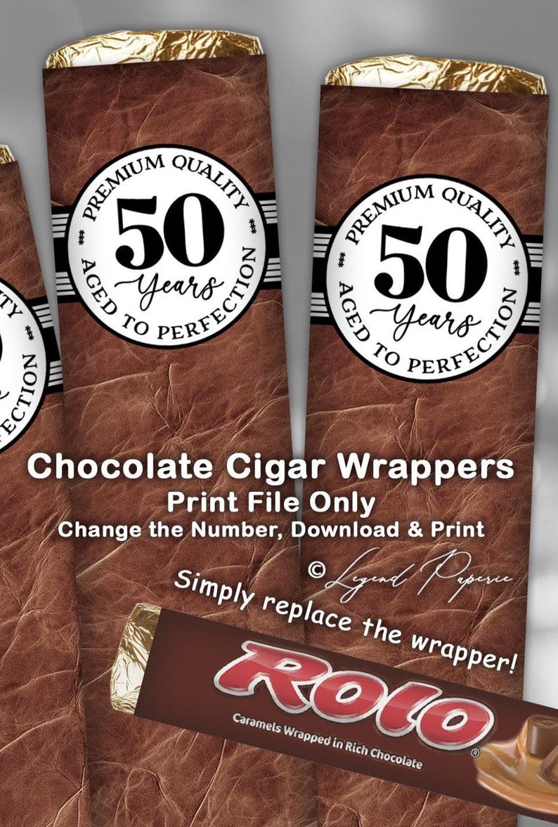 Rolo Candy Cigar Wrapper – Editable Birthday Favor for Men – Aged to ...
