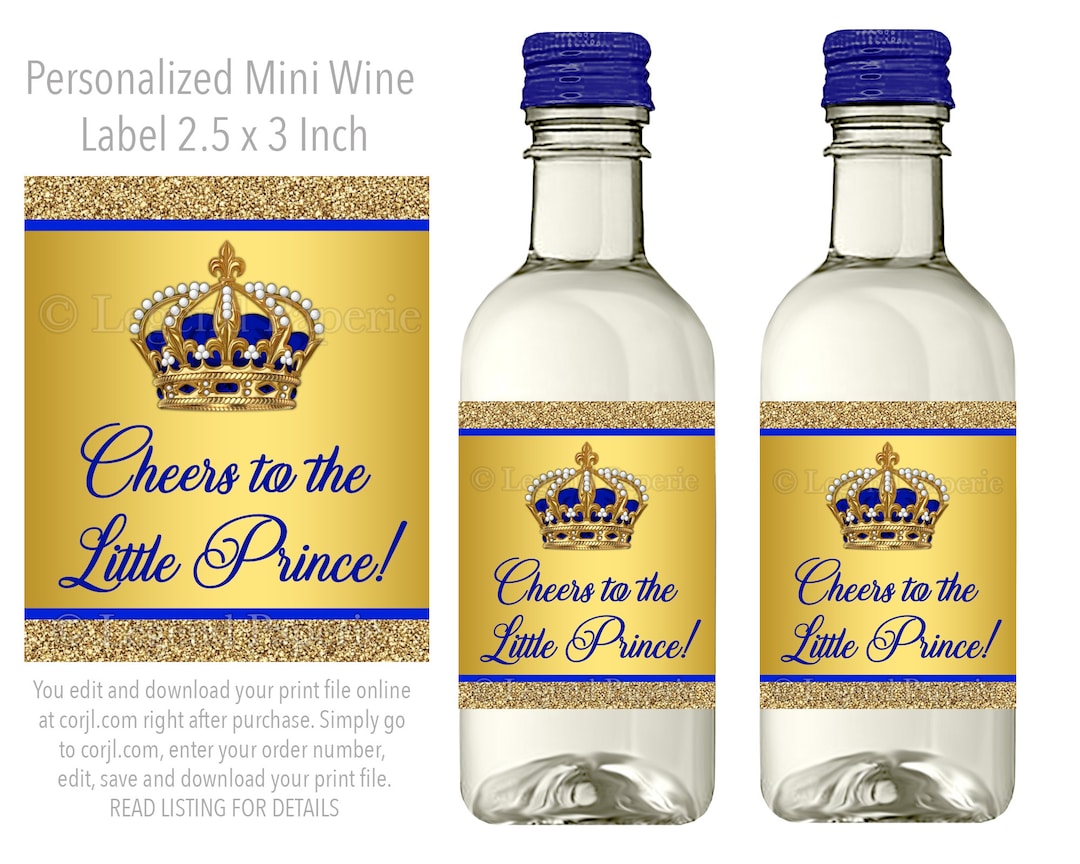 Prince Baby Shower Wine Bottle Labels: Royal Blue & Gold (digital) - Etsy