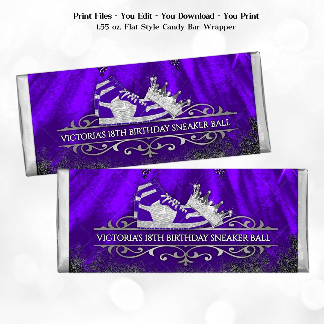 Purple Silver Sneaker Ball Candy Bar Wrapper (digital File) - Etsy