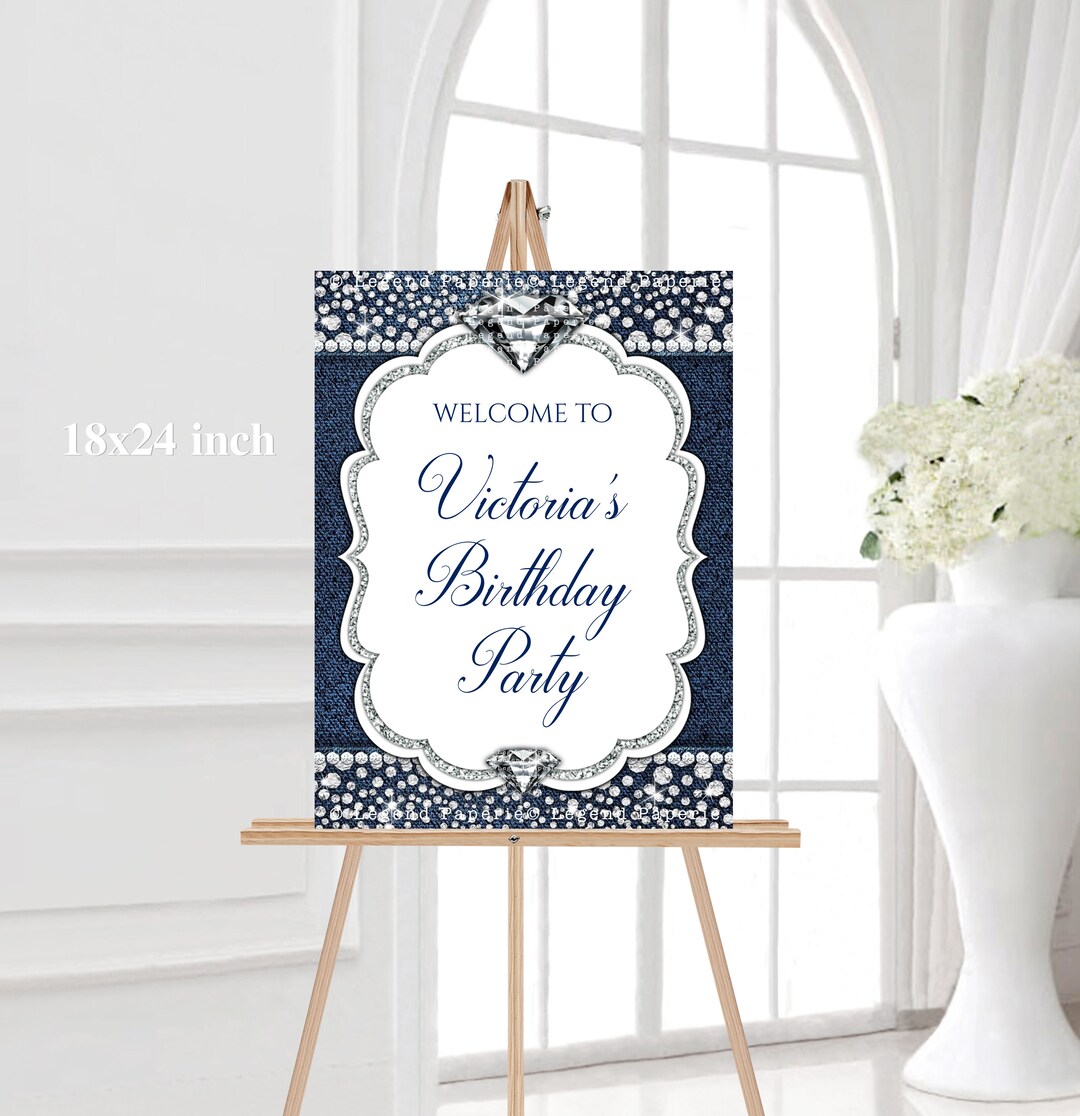 Denim Diamond Welcome Sign,denim Diamond Birthday Party Welcome Sign ...