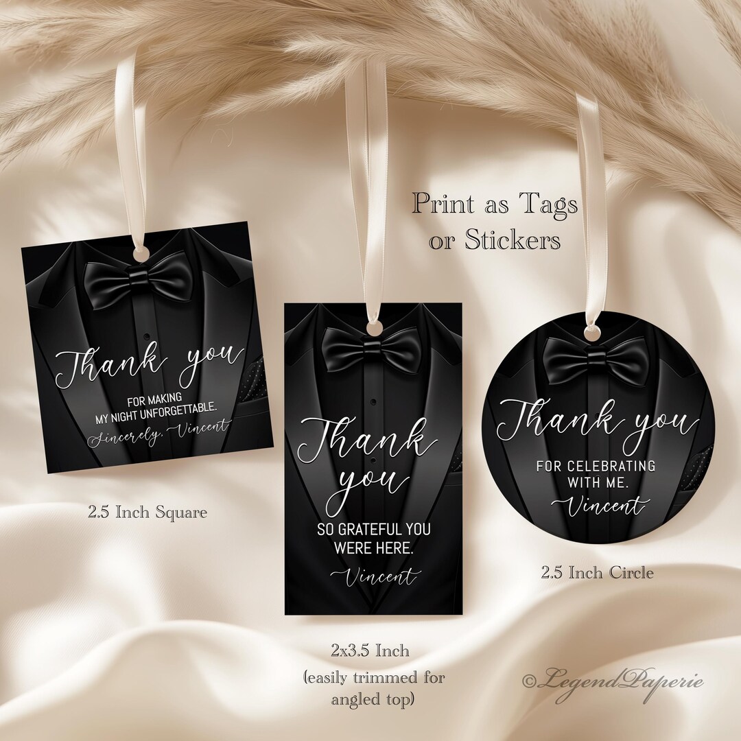 Tuxedo Gift Tags - Tuxedo Favor Tags - Black Tuxedo Gift Tags - Black ...