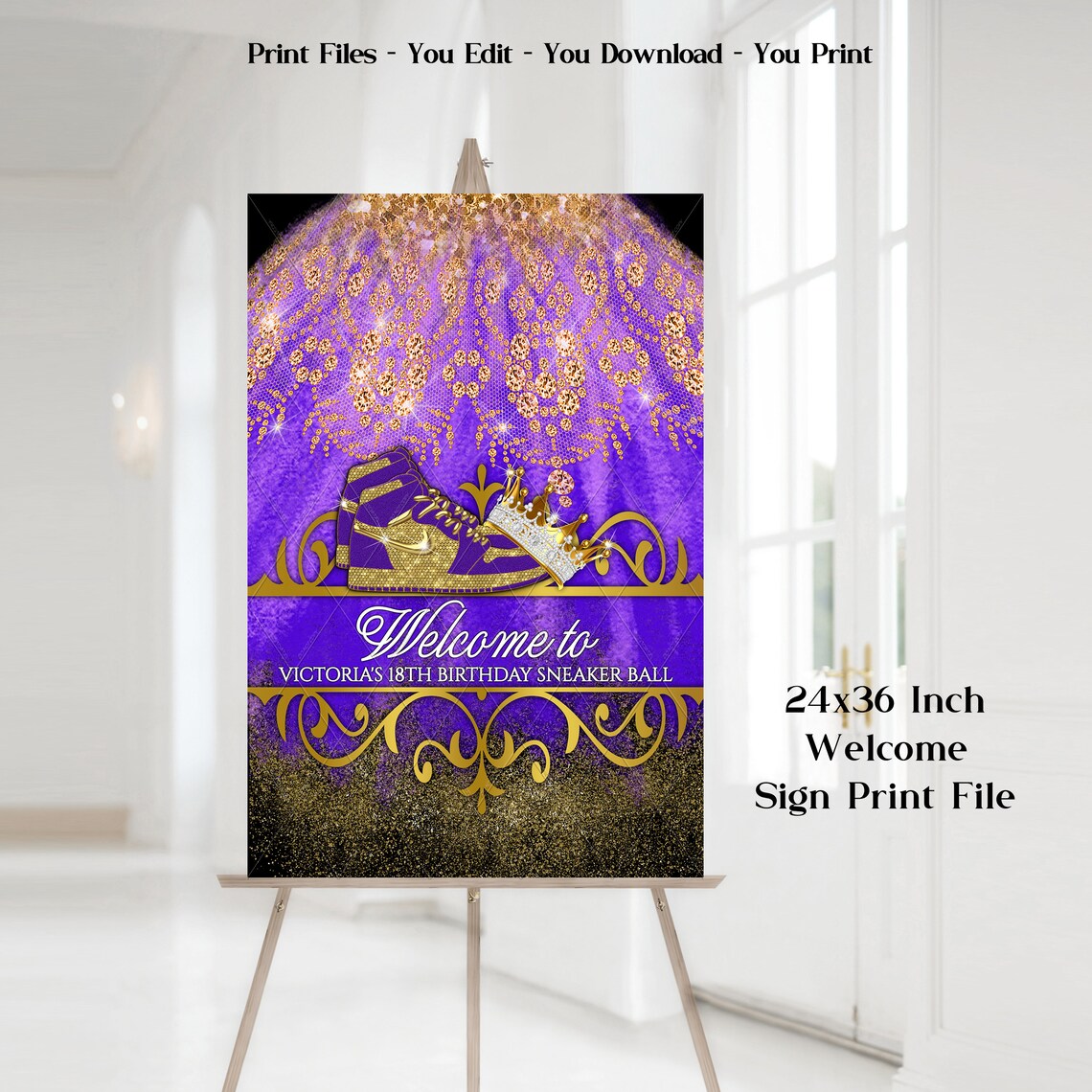 Sneaker Ball Welcome Sign Purple Gold Sneaker Ball Purple - Etsy
