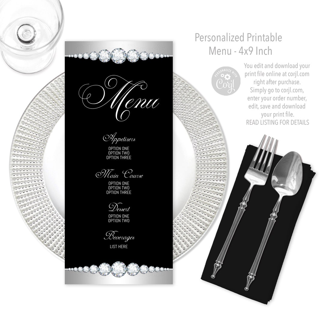 Black Diamond Menu,diamond Menus,black Menus,black Silver Menus,black ...