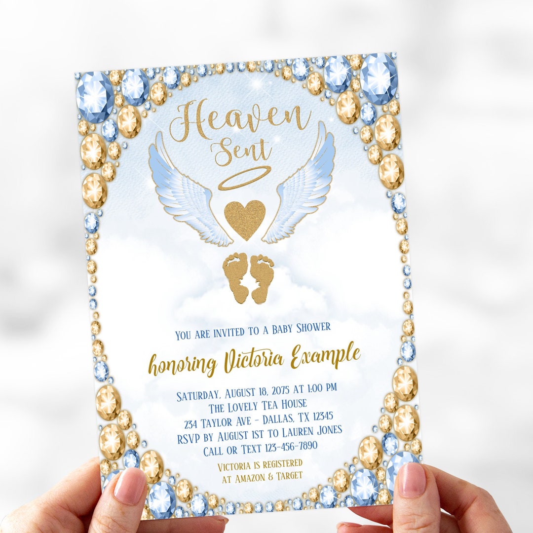 Boy Heaven Sent Baby Shower Invitation Boy Heaven Sent Baby - Etsy