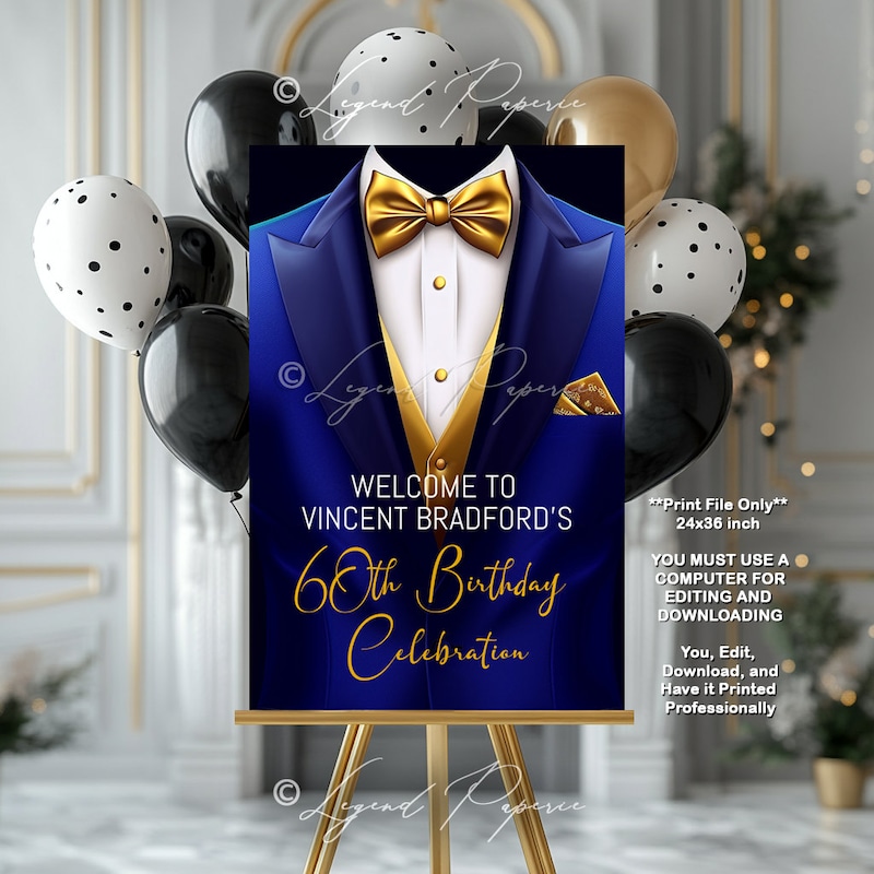 Mens Tie Blue and Gold - Etsy