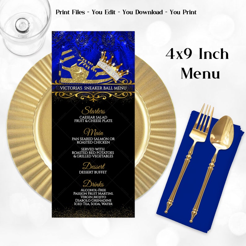 Sneaker Ball Menu Royal Blue Gold Sneaker Ball Blue Gold - Etsy