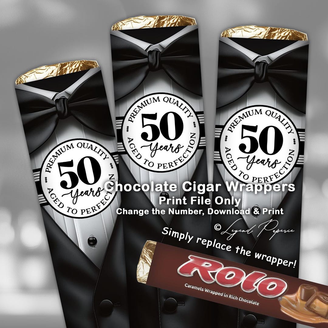 Tuxedo Rolo Candy Cigar Wrapper Template - Editable Age - Aged to ...