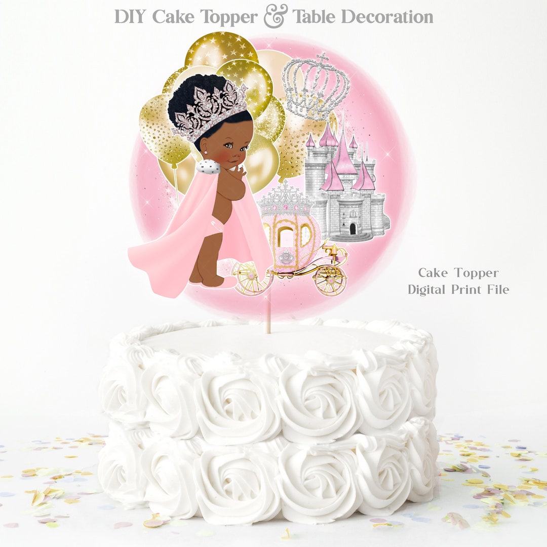 Afro Princess Cake Topper: Baby Shower Decoration (digital File) - Etsy