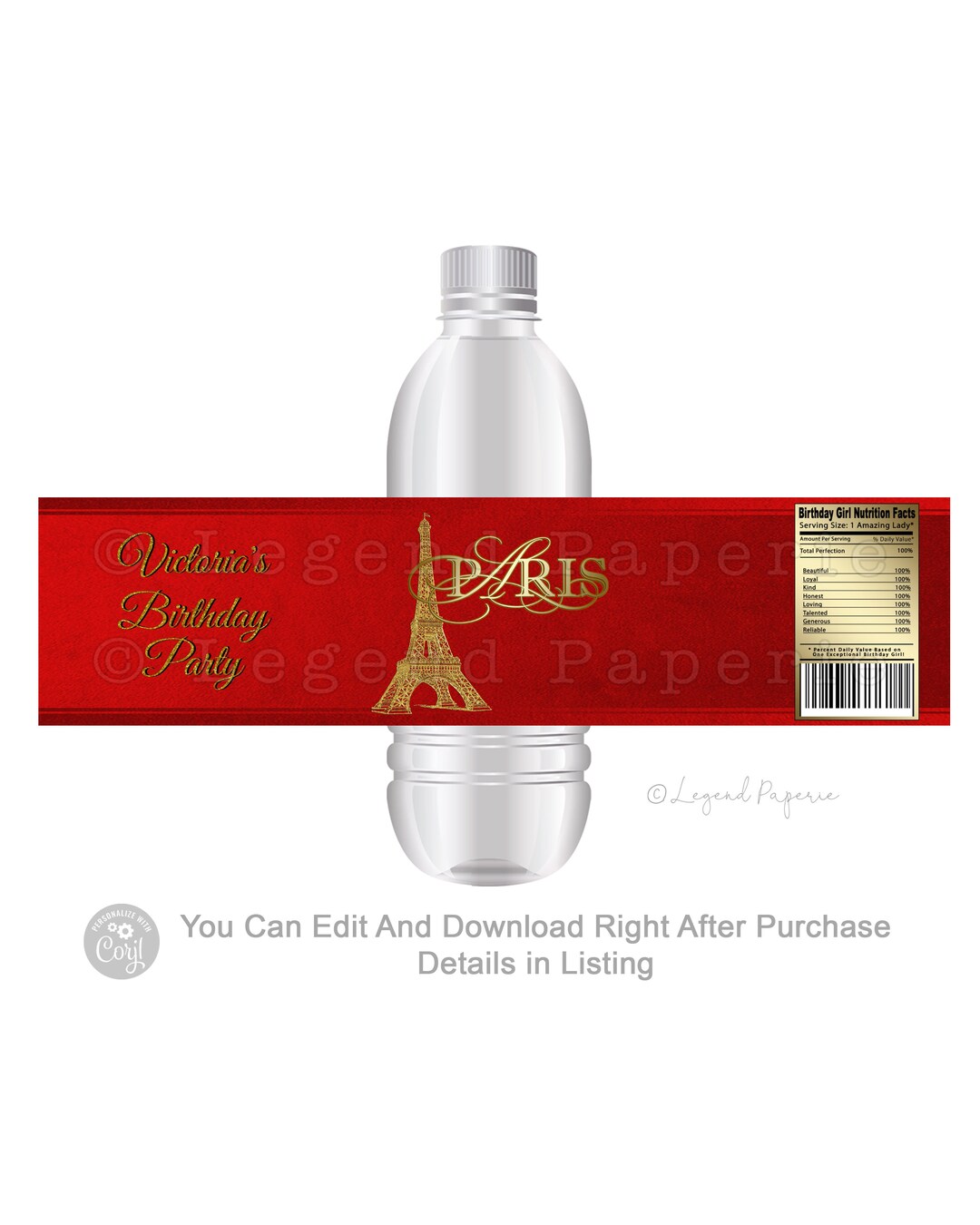 Paris Water Bottle Labels,paris Birthday Party,paris Prom,paris Bridal ...