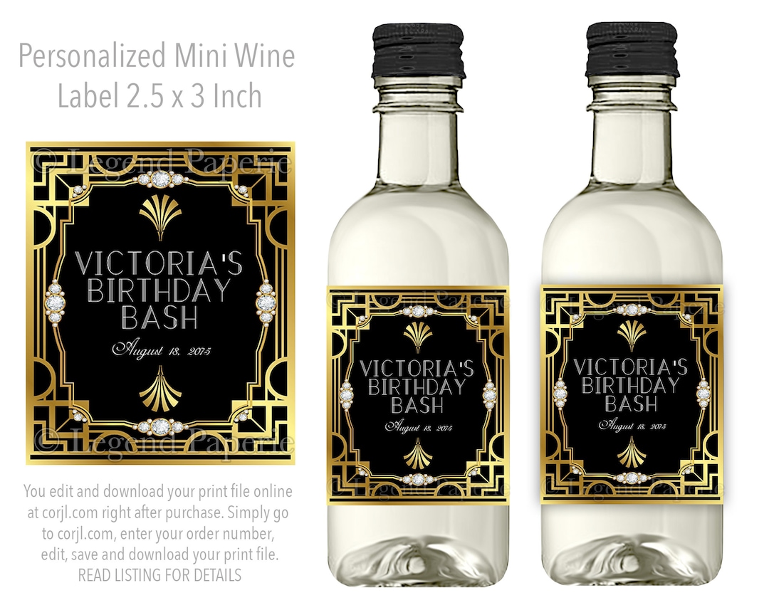 Rt Deco Wine Bottle Label,art Deco Mini Wine Bottle Label,art Deco,art ...