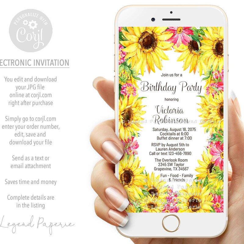 Sunflower Invitation - Etsy