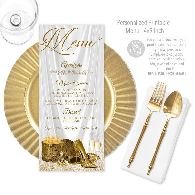 Gold Menu - Etsy