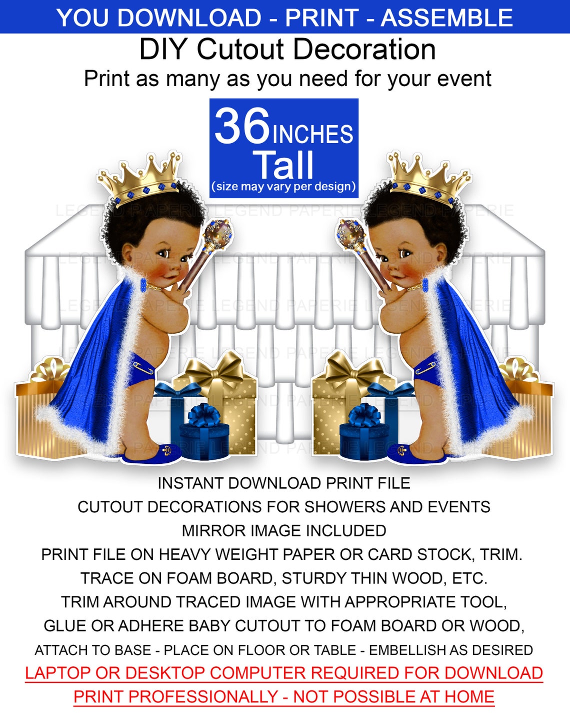 Prince Baby Shower CutoutLarge Prince Standing CutoutPrince | Etsy