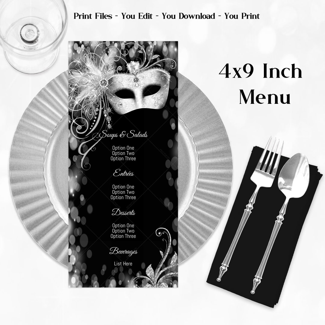 Masquerade Party Menu,masquerade Birthday Party,masquerade Birthday ...