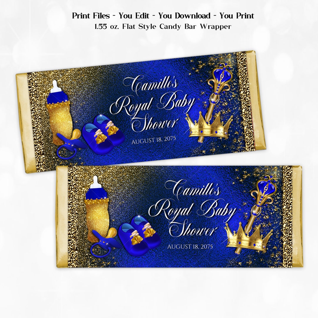 Royal Blue Gold Prince Candy Bar Wrapper, Royal Blue Gold Prince Baby ...