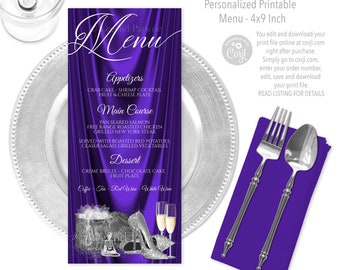 Editable Purple Menu Card Template Minimalist Menu Card - Etsy