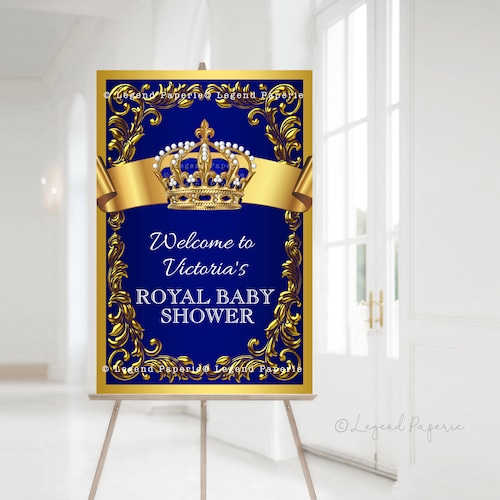 Prince Baby Shower Welcome Signroyal Blue Gold Prince Baby | Etsy