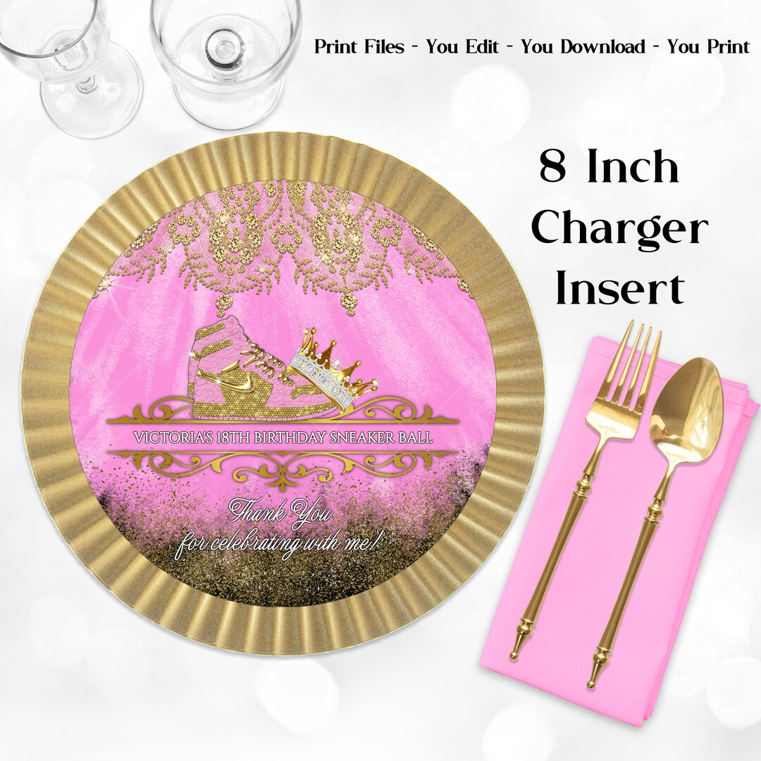 Sneaker Ball Charger Inserts, Sneaker Ball Charger Plate Inserts, Pink ...