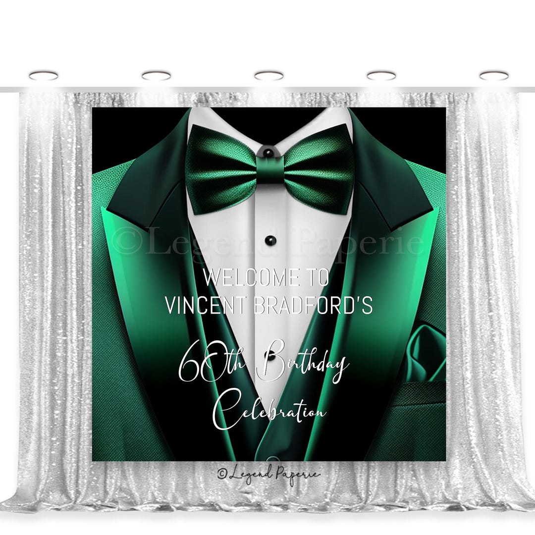 Emerald Green Tuxedo Backdrop: Printable Party Template (8x8 Ft) X16 - Etsy