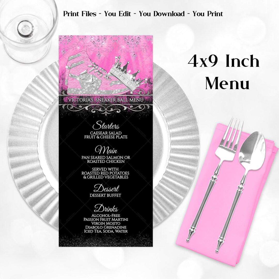 Sneaker Ball Menu, Pink Silver Sneaker Ball, Pink Silver Sneaker Ball ...