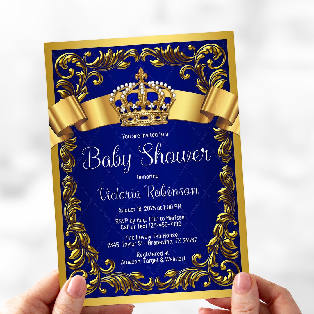 Royal Blue Gold Prince Baby Shower, Prince Baby Shower, Prince ...