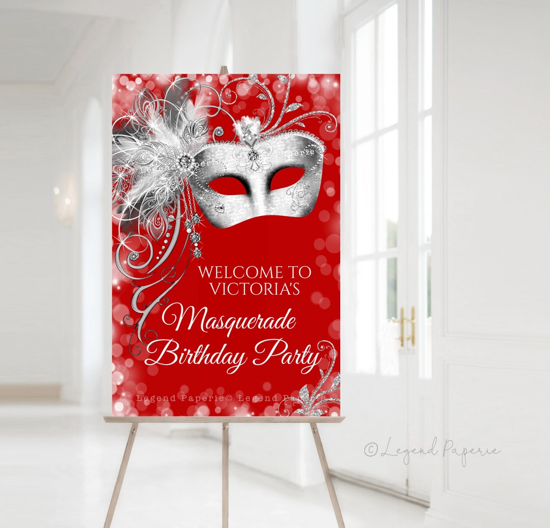Masquerade Party Welcome Sign,masquerade Birthday Party Welcome Sign ...