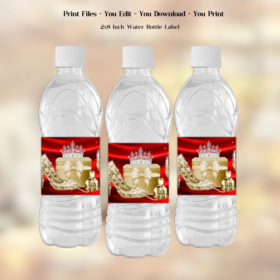 Woman Red Gold Birthday Water Label Woman Red Gold Water - Etsy