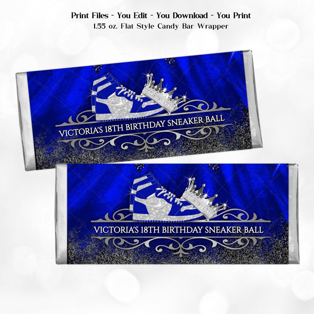 Royal Blue Sneaker Ball Candy Bar Wrapper (digital File) - Etsy