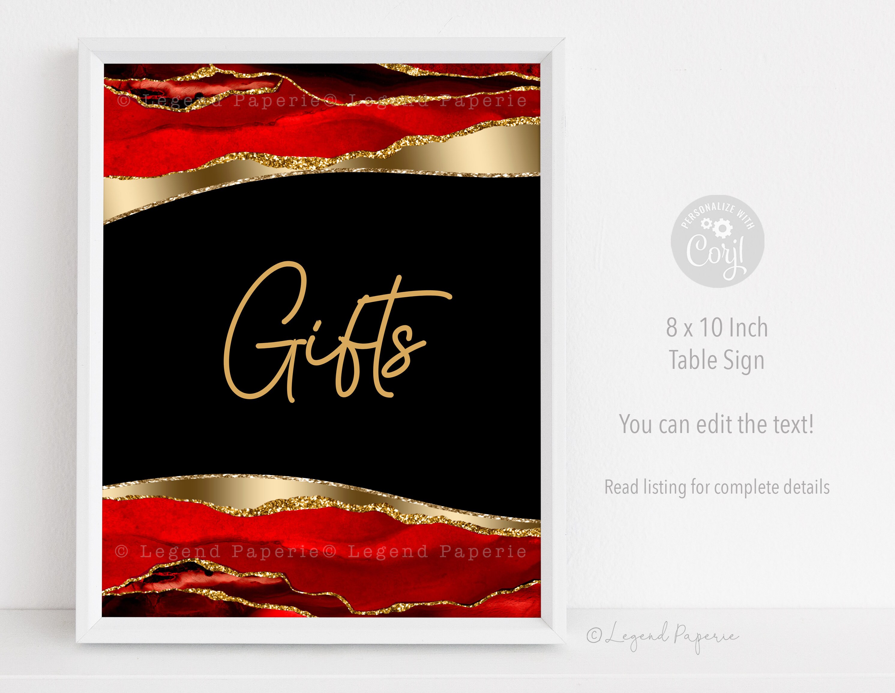 Red and Gold Glitter Gift Table Sign (digital Download) Mr7 - Etsy