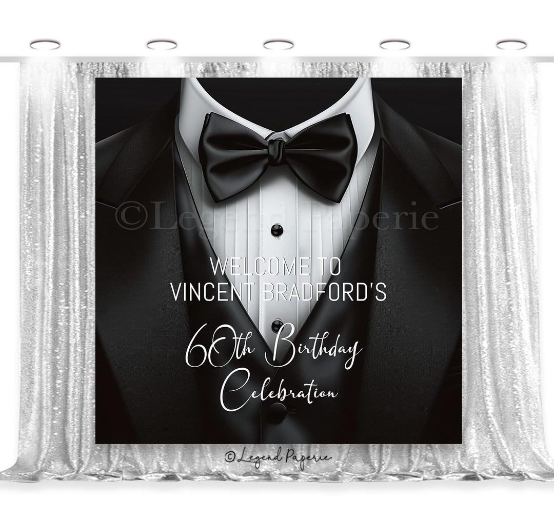 Tuxedo Party Backdrop: Elegant Black and White Design (digital Download ...
