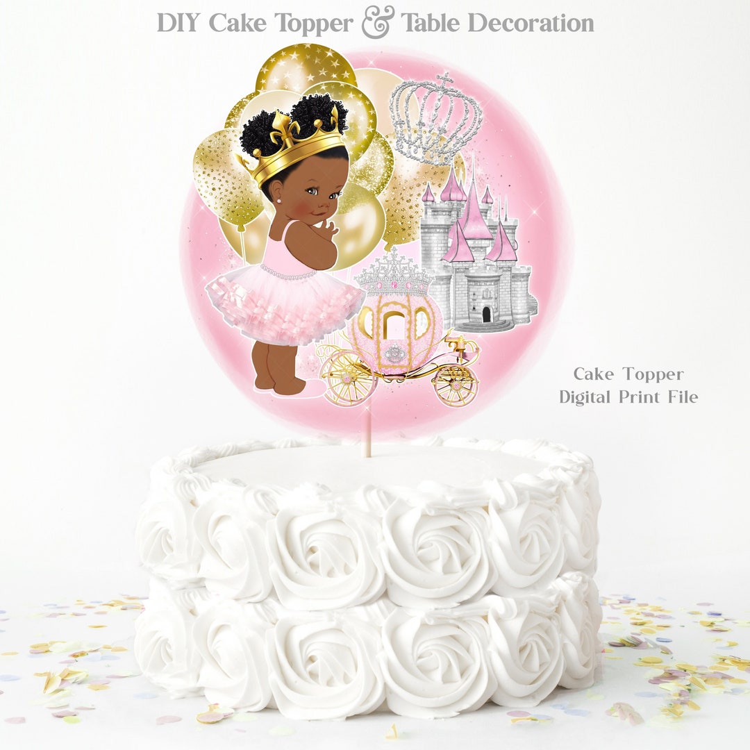 Princess Cake Topper, Afro Puff Princess Cake Topper, Princess Baby ...