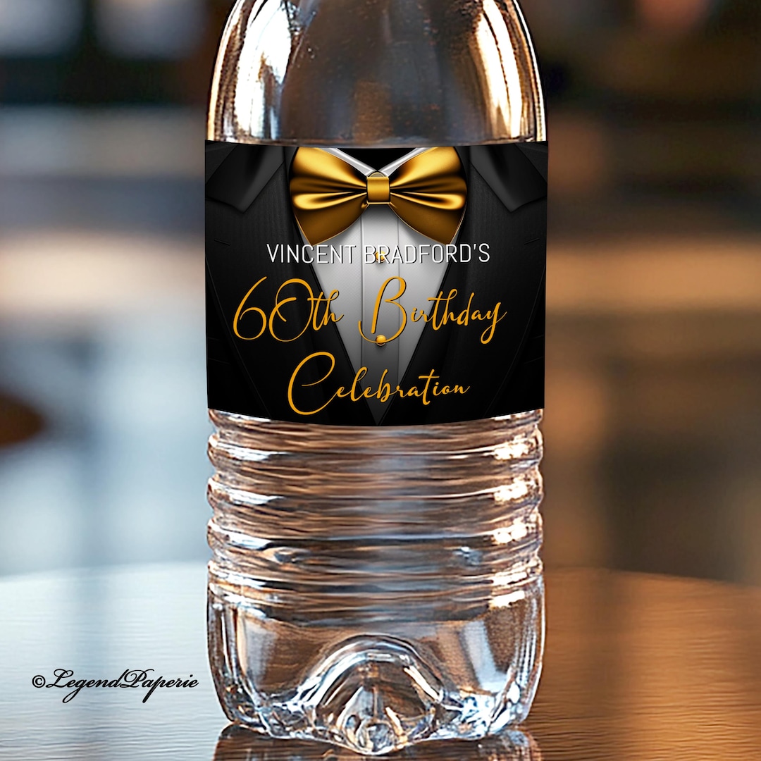 Tuxedo Water Bottle Label - Tuxedo Party Favors - Mens Birthday Party ...