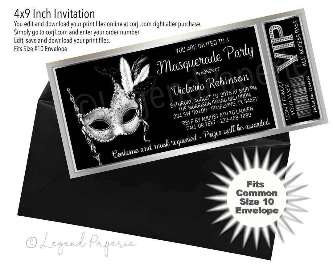 Masquerade Prom Invitations,masquerade Birthday Party Invitations ...