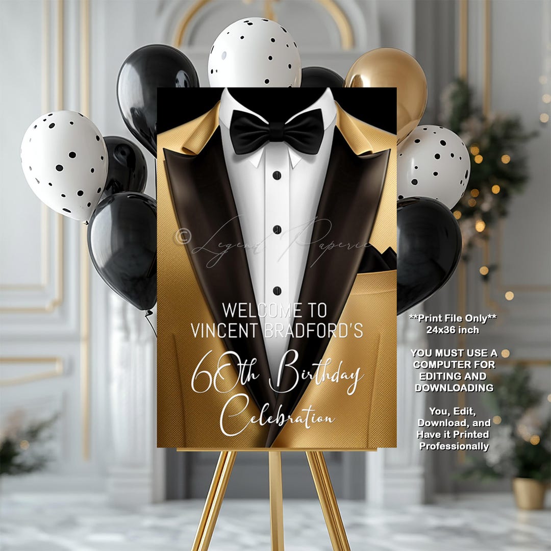 Tuxedo Welcome Sign, Tuxedo Birthday Party Welcome Sign, Mens Formal ...