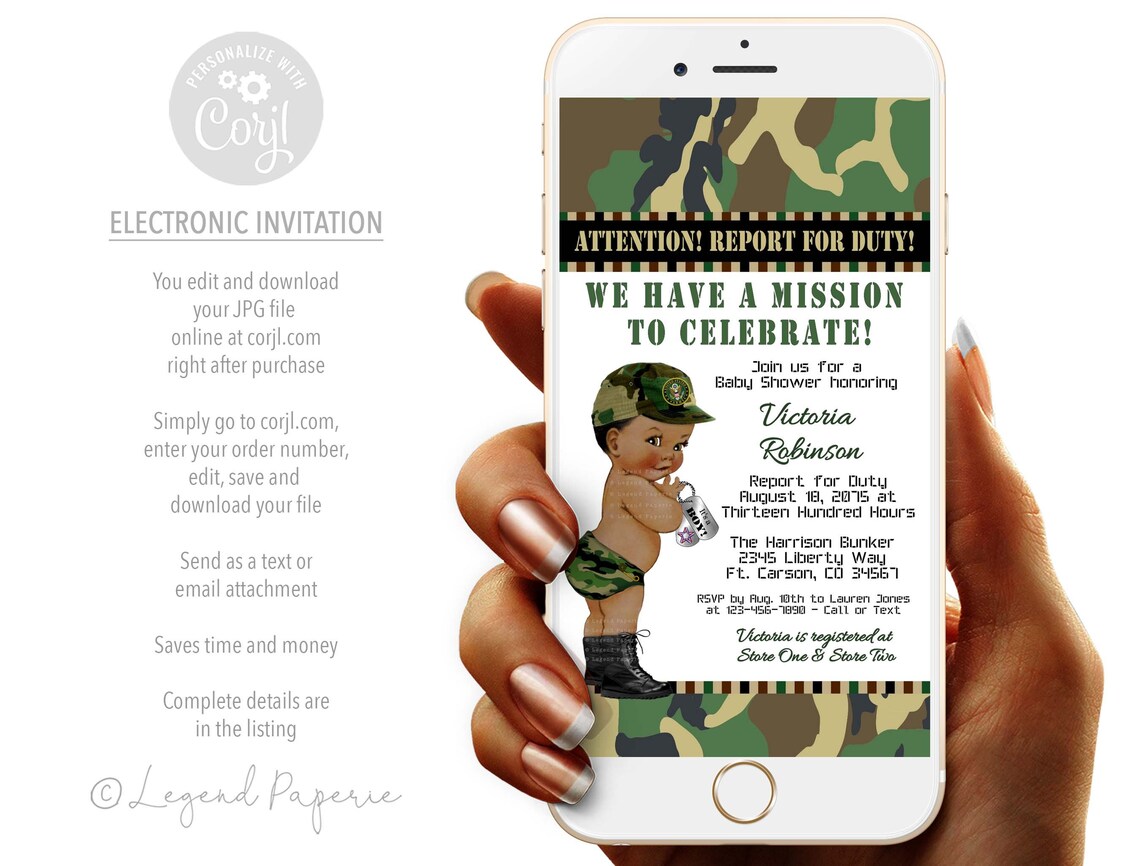 Boy Army Baby Shower Invitationsdigital Army Baby Shower - Etsy