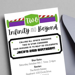 Two Infinity and Beyond Birthday Invitation | Two Year Old Birthday ...