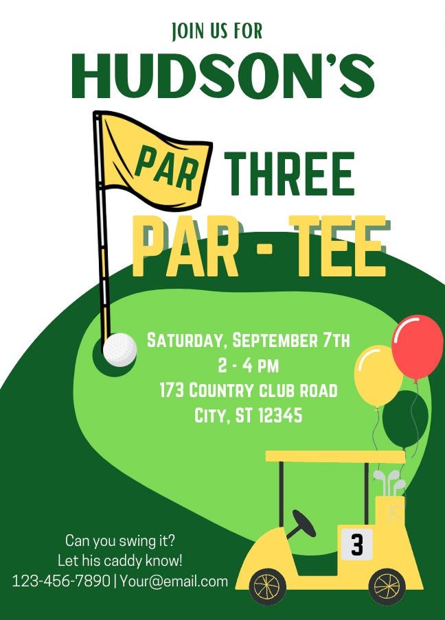 Par Three Par-tee Invitation Golf Birthday Invite Third - Etsy