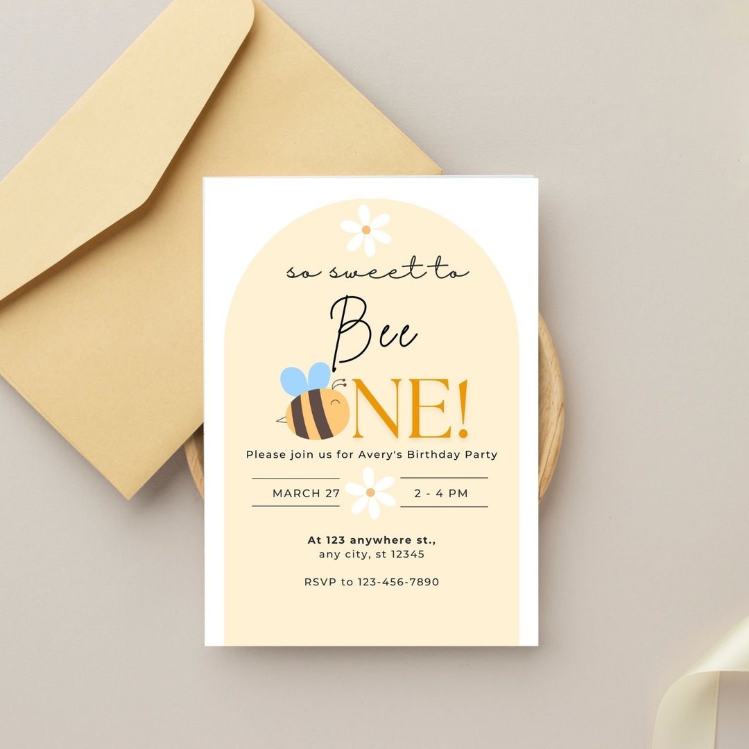 So Sweet to Bee One | Bee Party Invitation | Bee Day Party | Bee ...