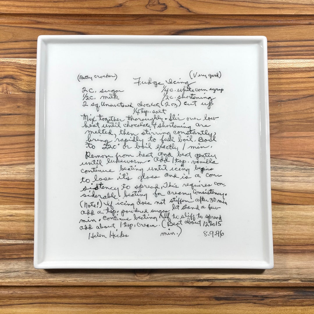 Handwritten Recipe Personalized Dishes | Food Safe, Waterproof ...