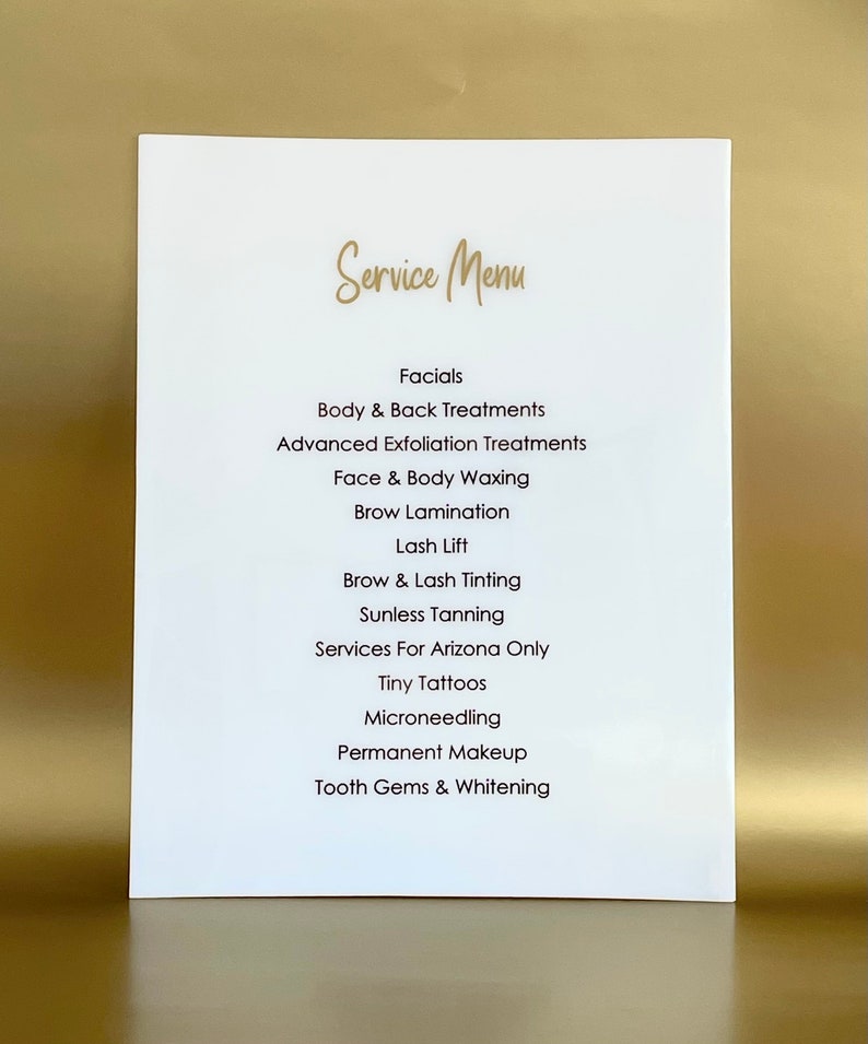 Price Menu Price List Menu of Services Salon Services - Etsy