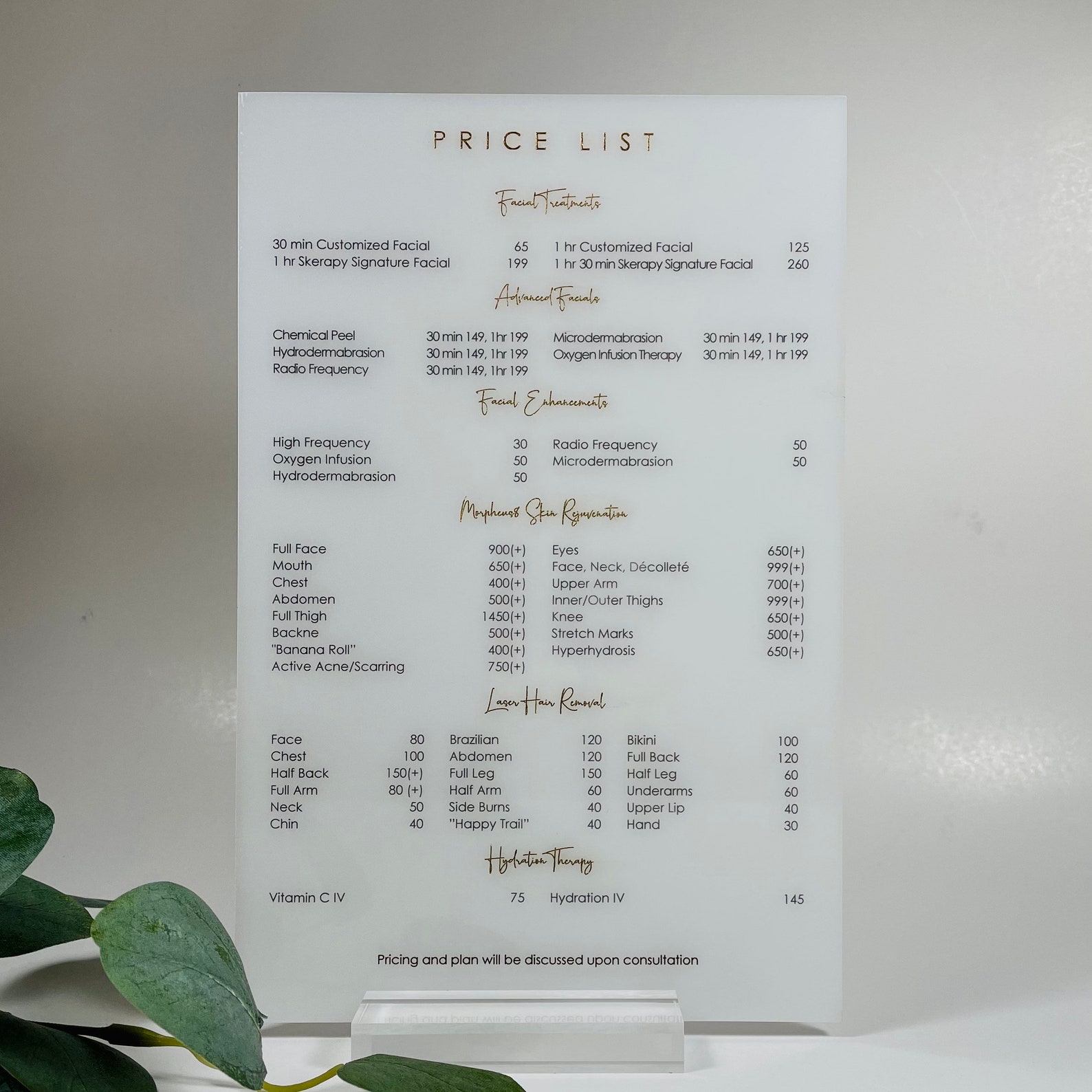 Price Menu Price List Menu of Services Salon Services - Etsy
