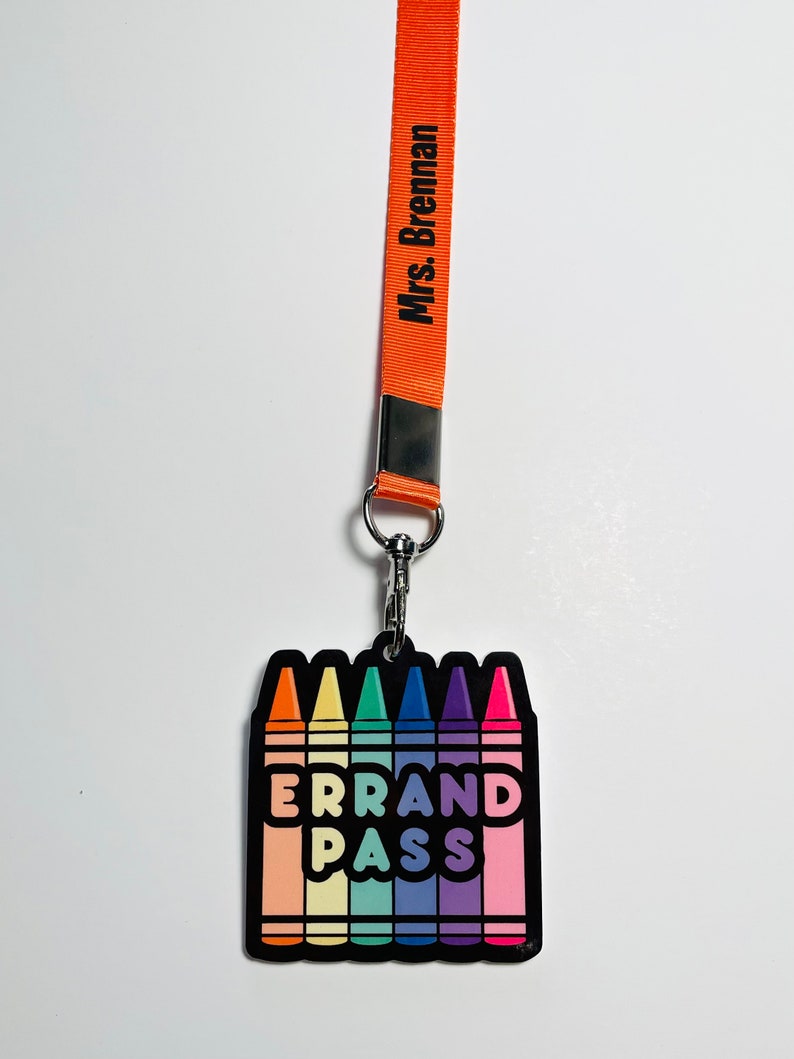 Elementary School Hall Pass on Personalized Lanyard - Etsy
